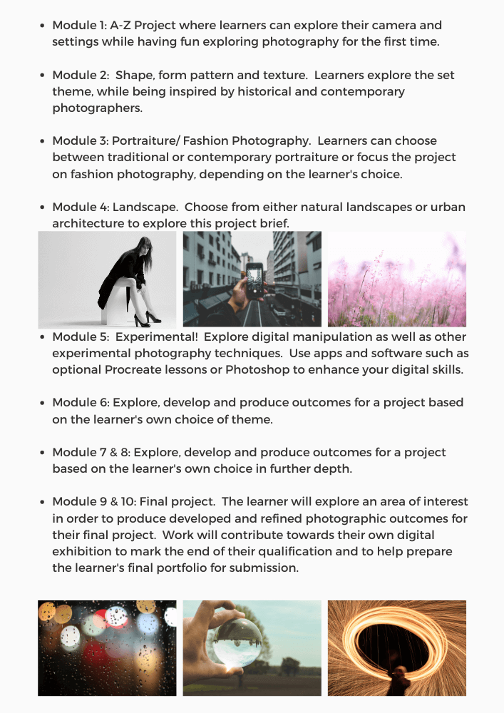 Level 2 Certificate in Photography – ACED Qualifications
